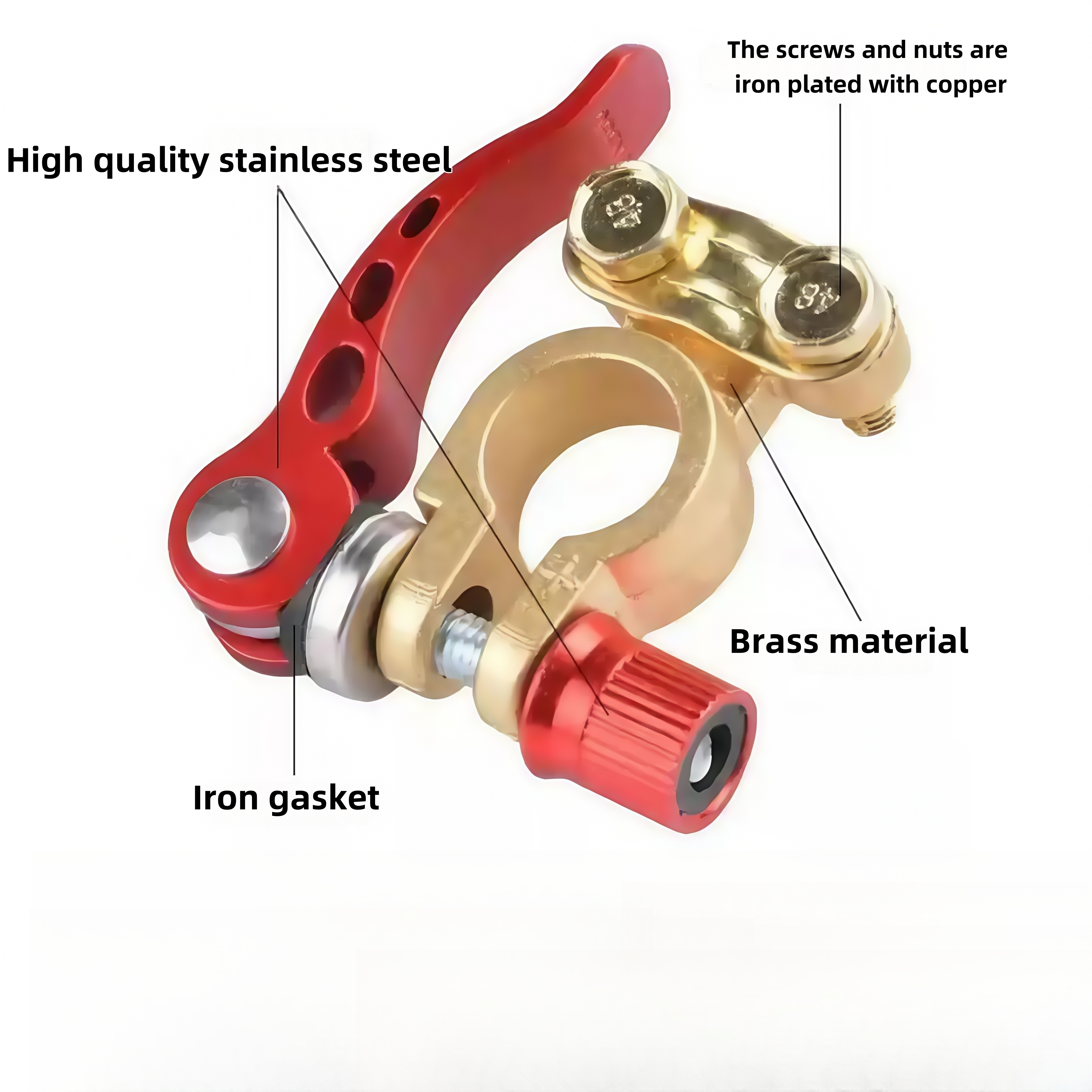 1 Pair Car Battery Brass Terminal Porous Quick Release/Adjust ...