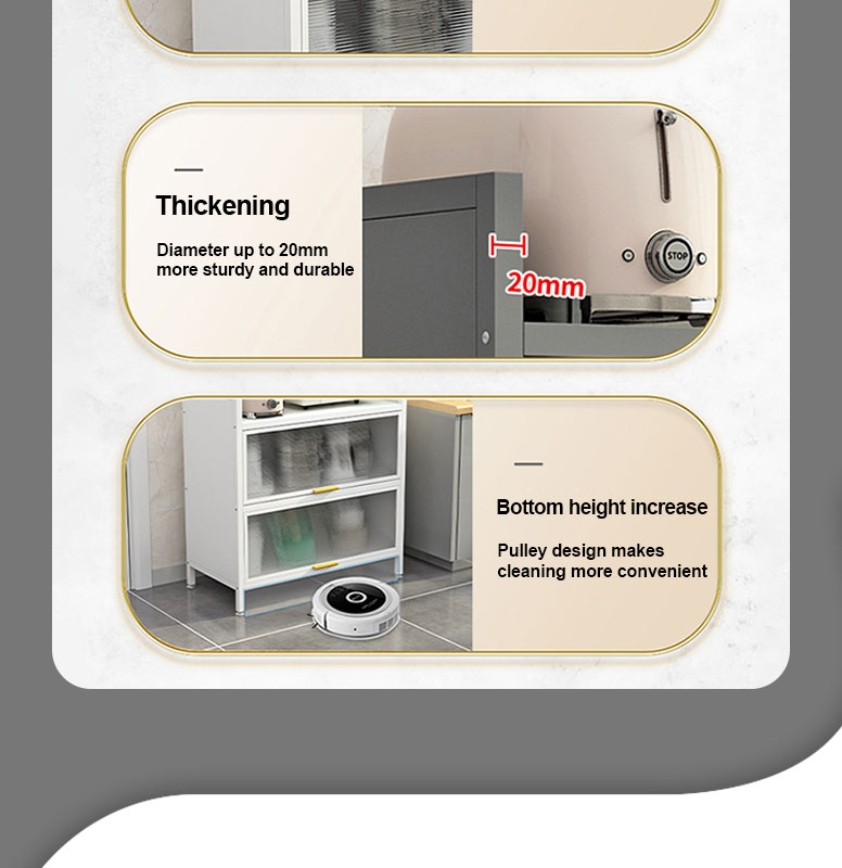 3/4/5 Layers Kitchen Rack Dustproof Storage Cabinet Carbon Steel Multi ...