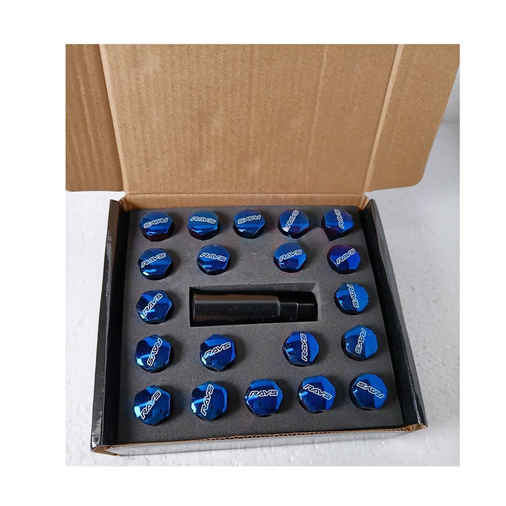 RAVE STEEL Titanium Blue Lug Nuts M12X1.5 32mm Extended Universal Car ...