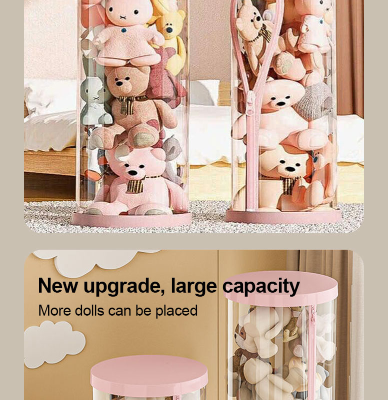 Kid's Toy Transparent Storage Box Plush Toy Doll Storage Bucket ...