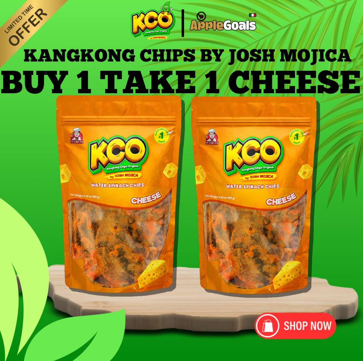 BUY 1 TAKE 1 KANGKONG CHIPS BY JOSH MOJICA "CHEESE FLAVOR" Spinach ...