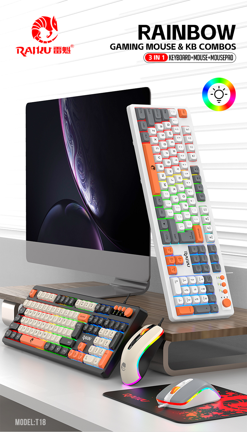 Raiku T18 Gaming Combo: 3-in-1 Keyboard + Mouse + Mousepad | RGB ...
