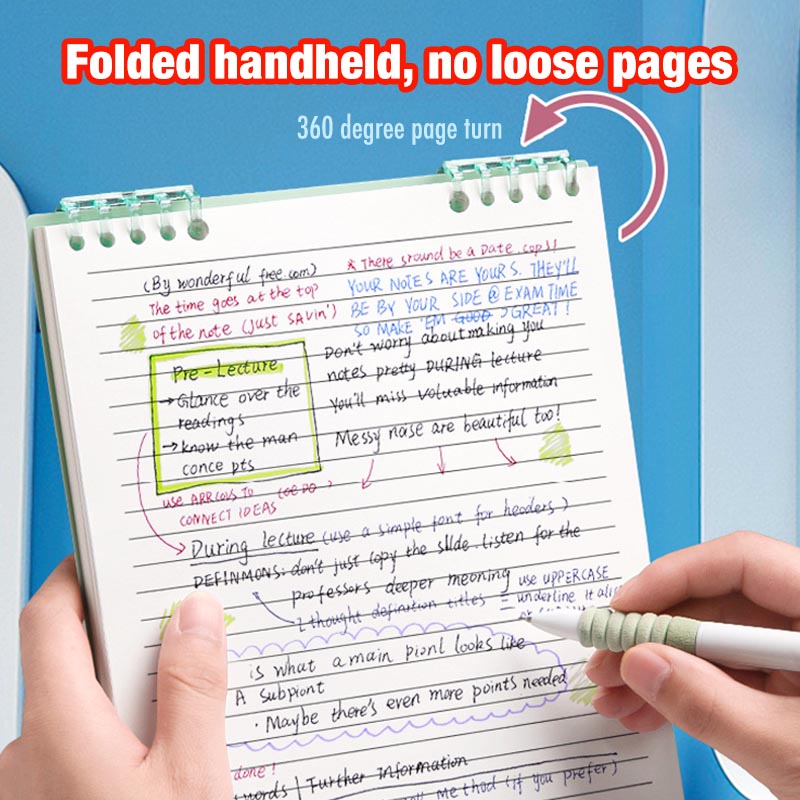 A5/B5 flip-up loose-leaf notebook with detachable coils No pinching ...