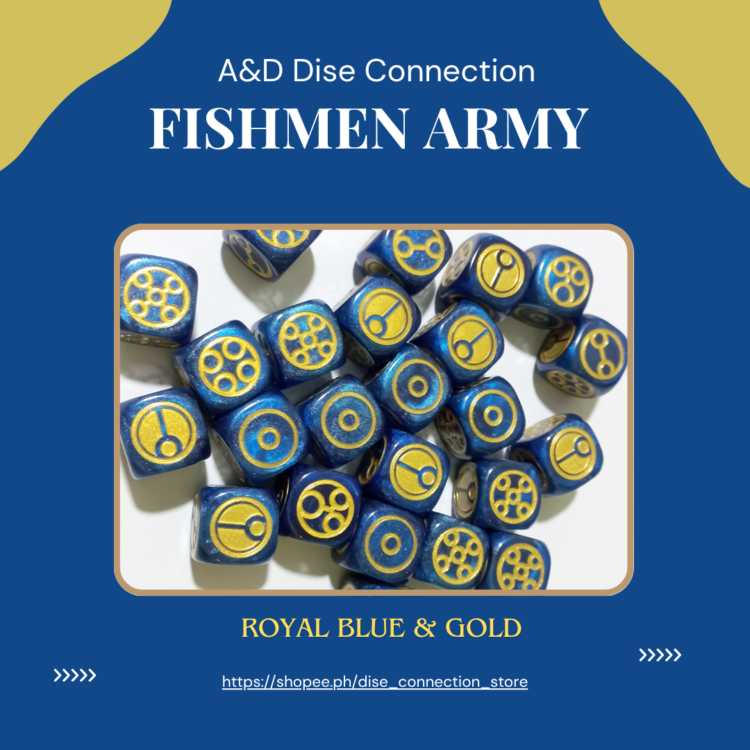 1pc. Fishmen Army (16mm Dice) Royal Blue & Gold (sold per piece ...