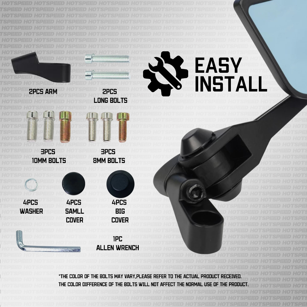 HOTSPEED Street King Side Mirror Heavy Duty 360° Rotation Full Alloy ...