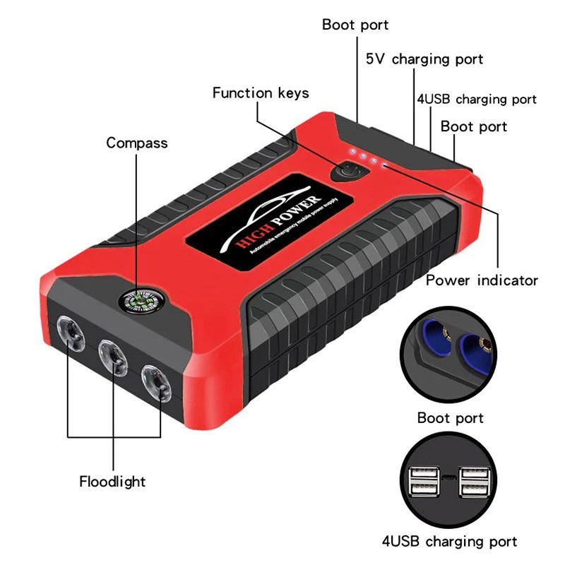 99800mAh Car Power bank High power With Pump Power Bank Car Jump Start ...