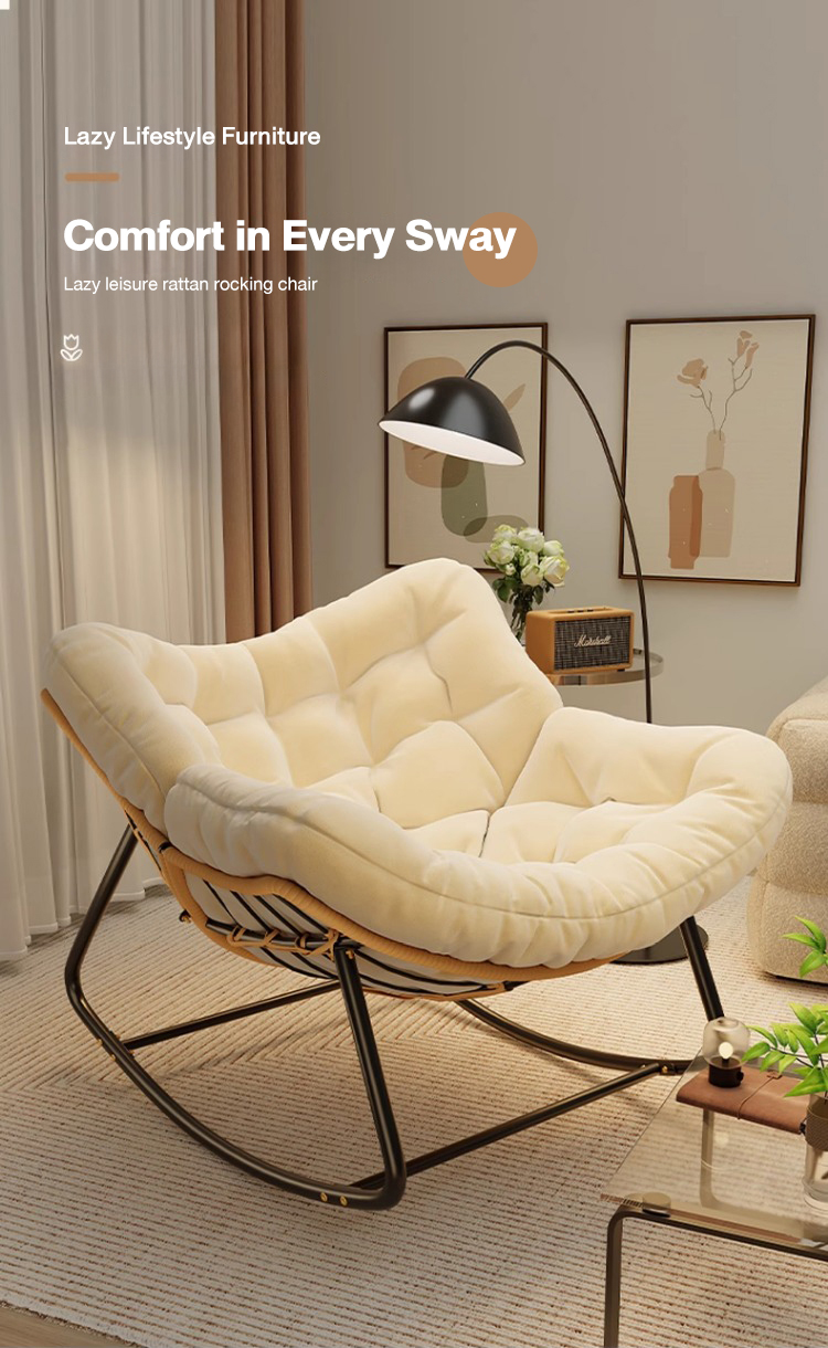 Rattan Rocking Chair Nordic Style Casual Lazy Rocking Chair Nap Balcony ...