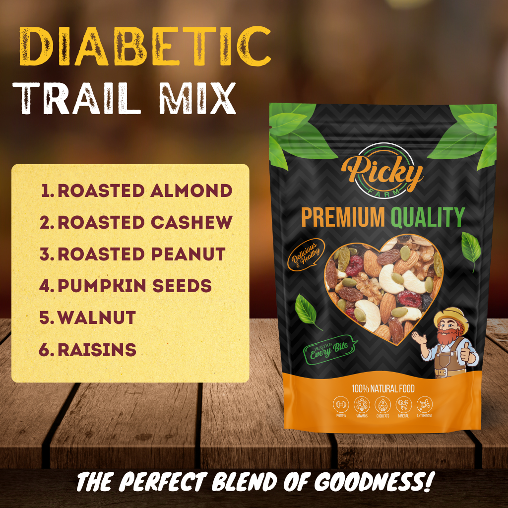 Diabetic Trail Mix, Gourmet Blend of Nuts, Seeds & Dried Fruits | No ...