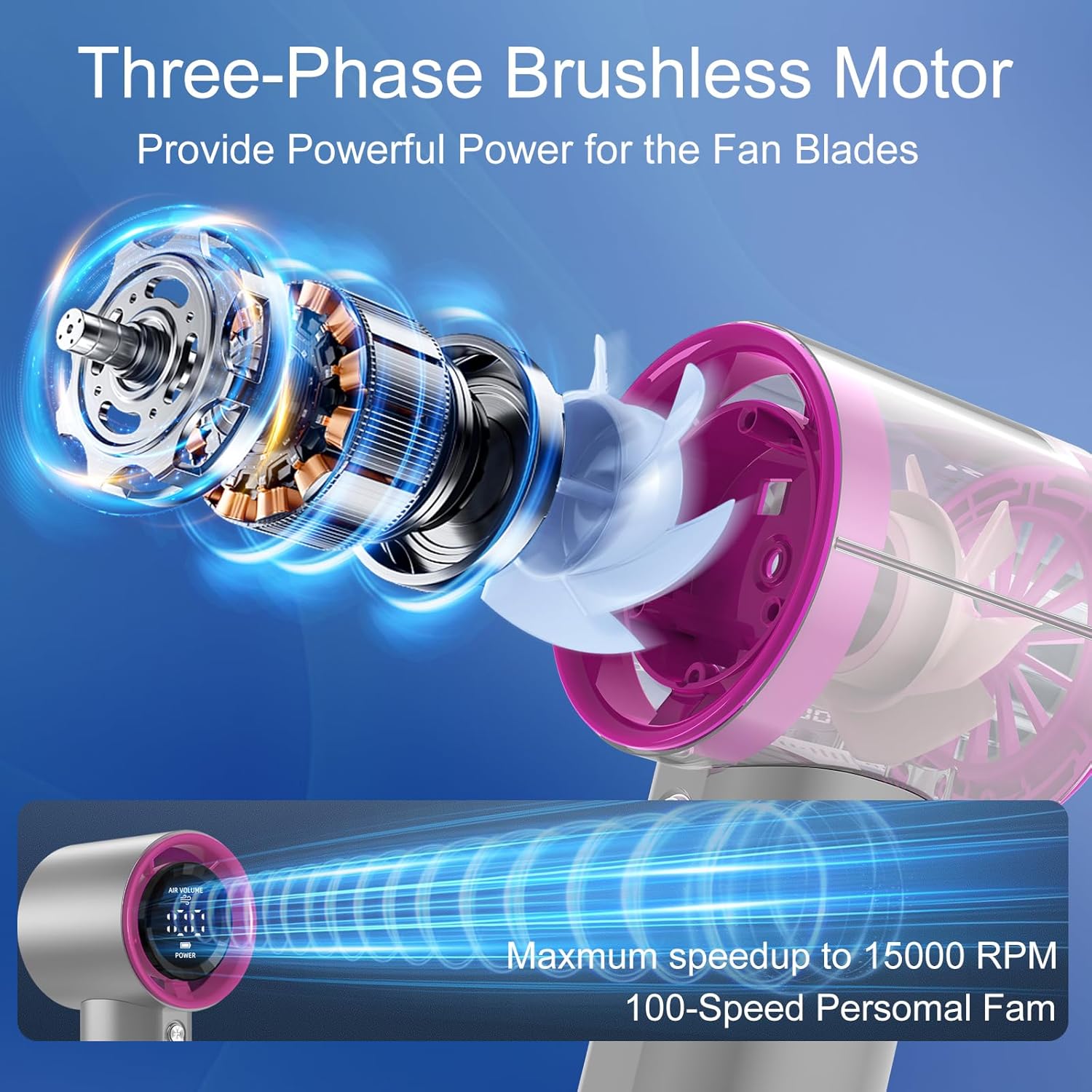 10 Coupon】Mini 4000mAh handheld portable fan turbo electric jet strong ...