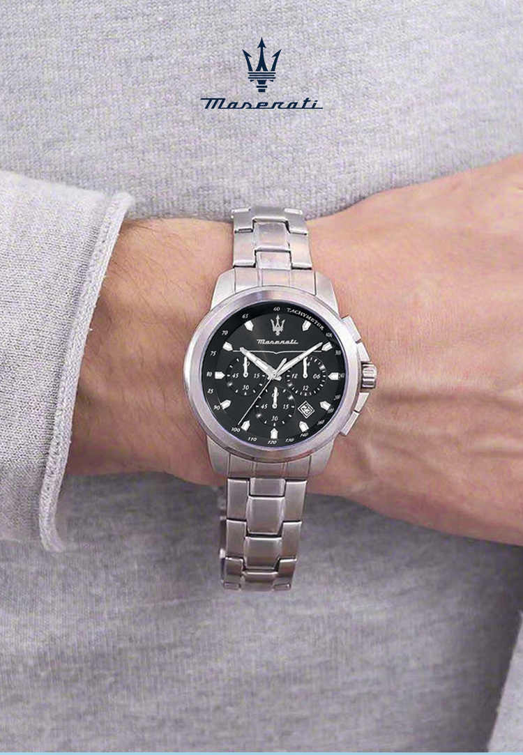 【2 Years Warranty】 Maserati Successo 44mm Stainless Steel Men's Quartz ...