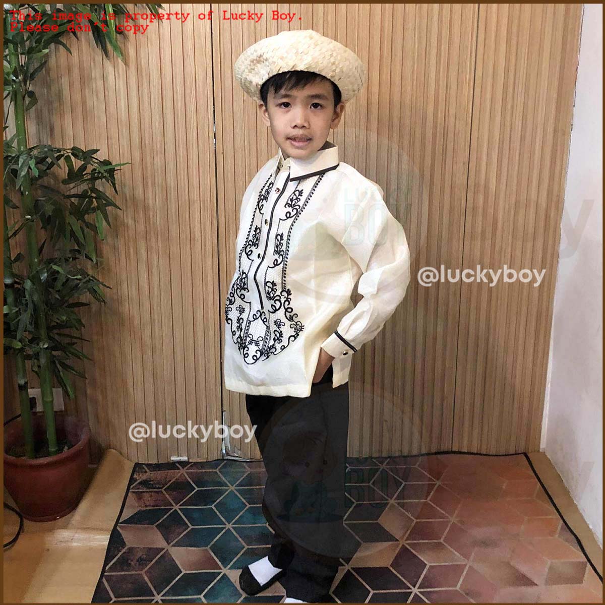 Buwan ng Wika Modern Barong Tagalog with Black Lining & Embroidered ...