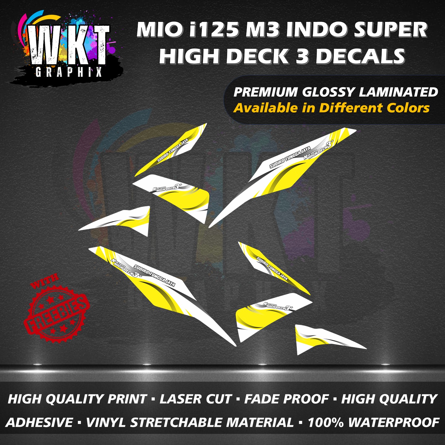 YAMAHA MIO i125 M3 INDO SUPER HIGH DECK 3 DECALS (WATERPROOF, LAMINATED ...