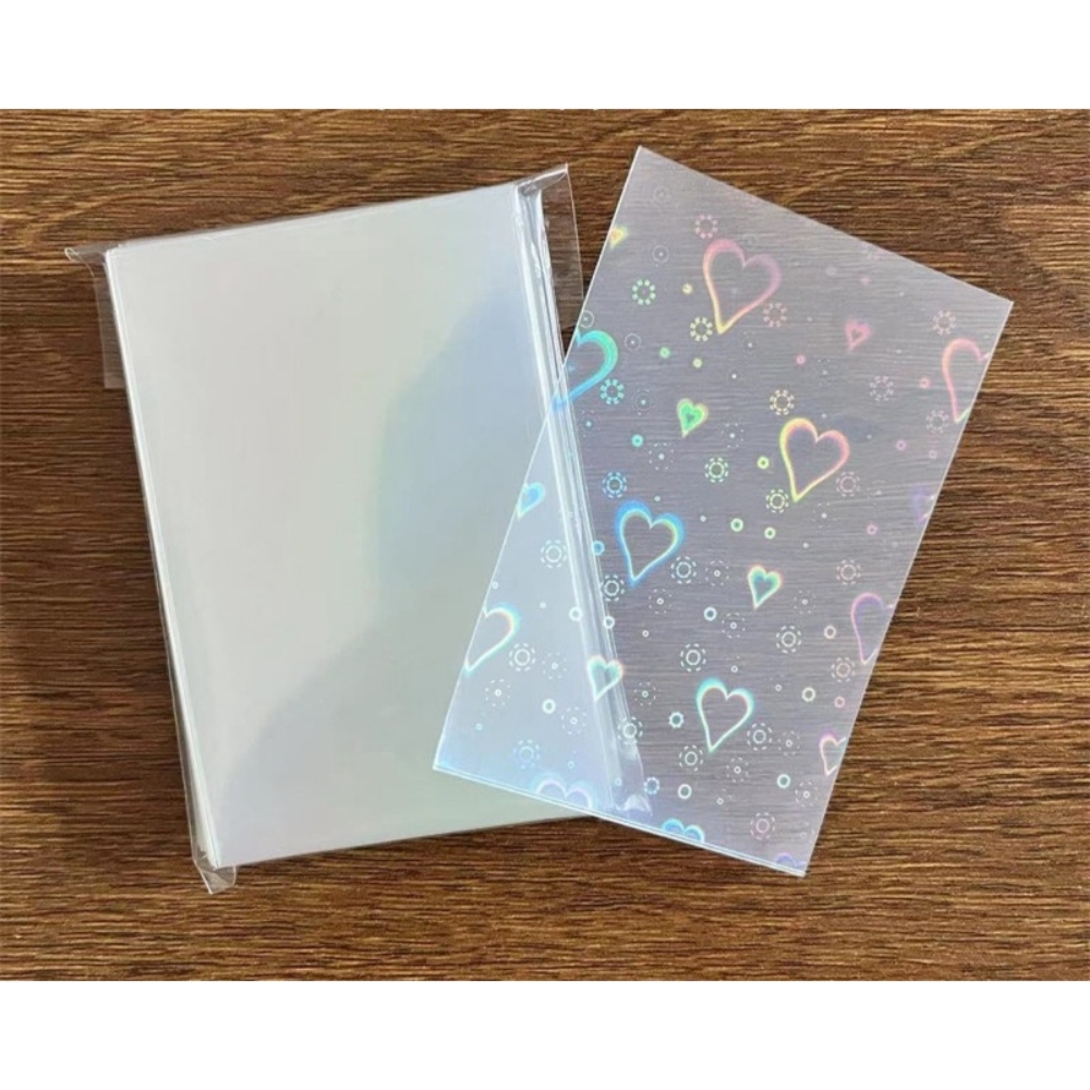 50pcs/set Transparent Seal Card Sleeves Laser Flashing Card Holographic ...