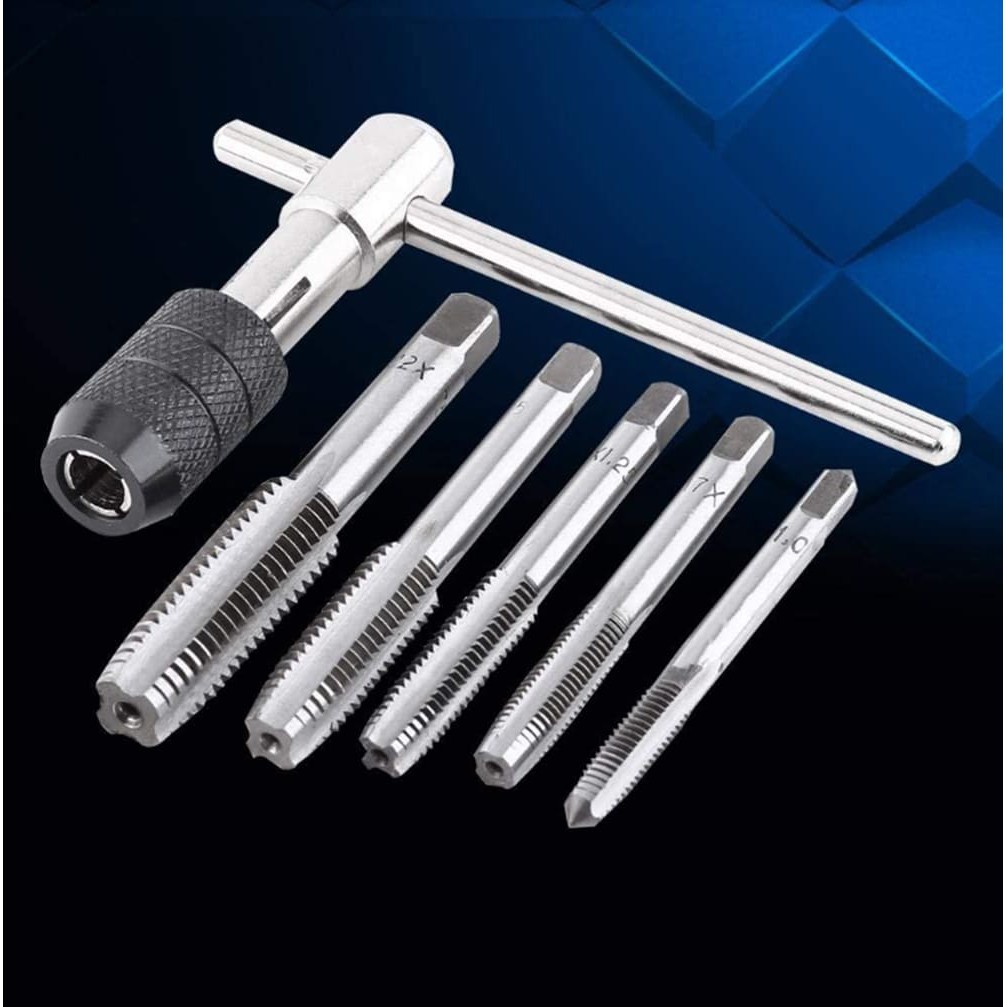 6pcs T-type Metal Hand Tools Screw Thread Tap Wrench M6/M7/M8/M10/M12 Tap Set DIY Tool Wrench ...