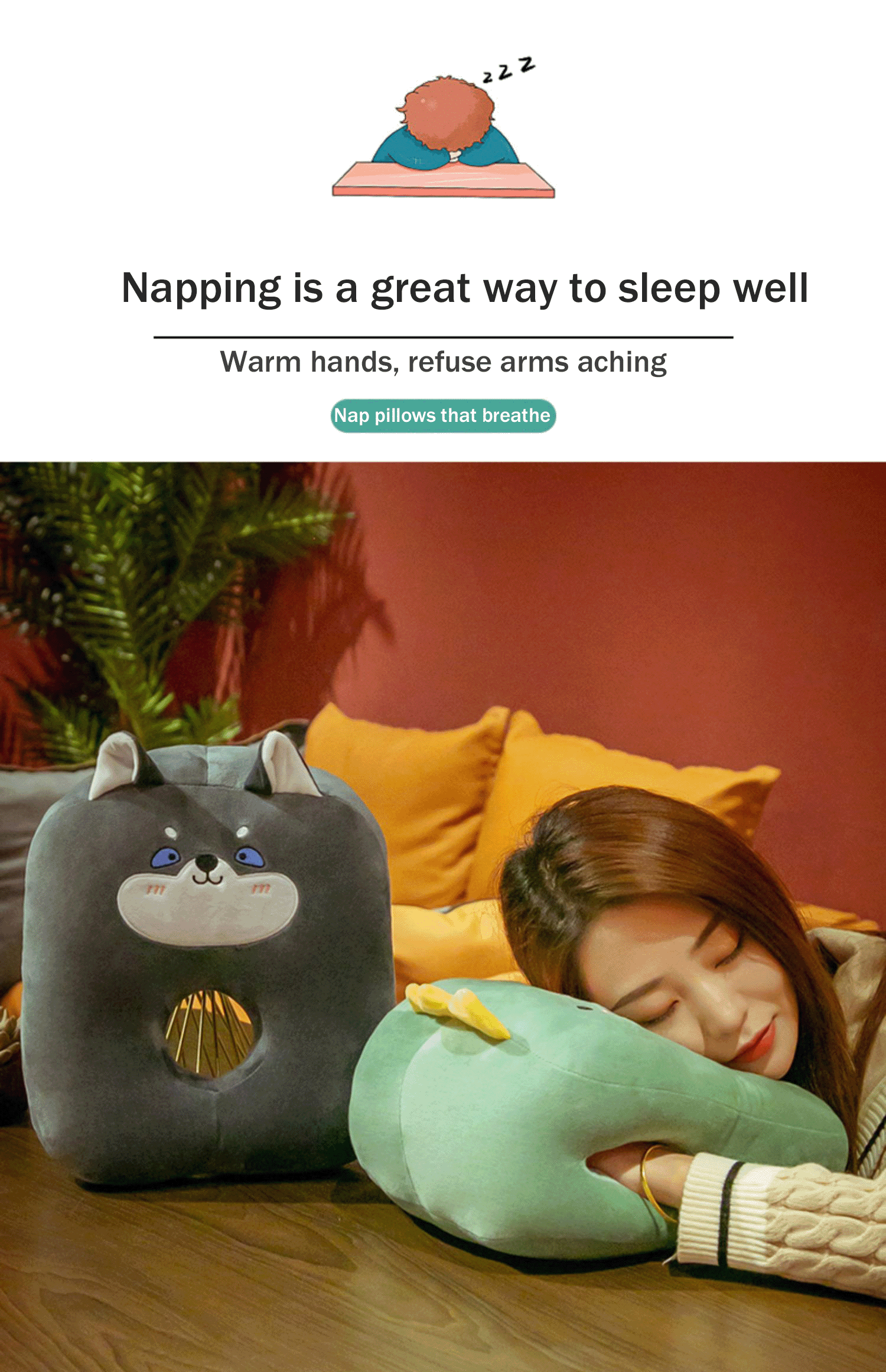 【PULSE】Neck Nap Pillow Cartoon Plush Toy Pillow Portable Travel Noon ...