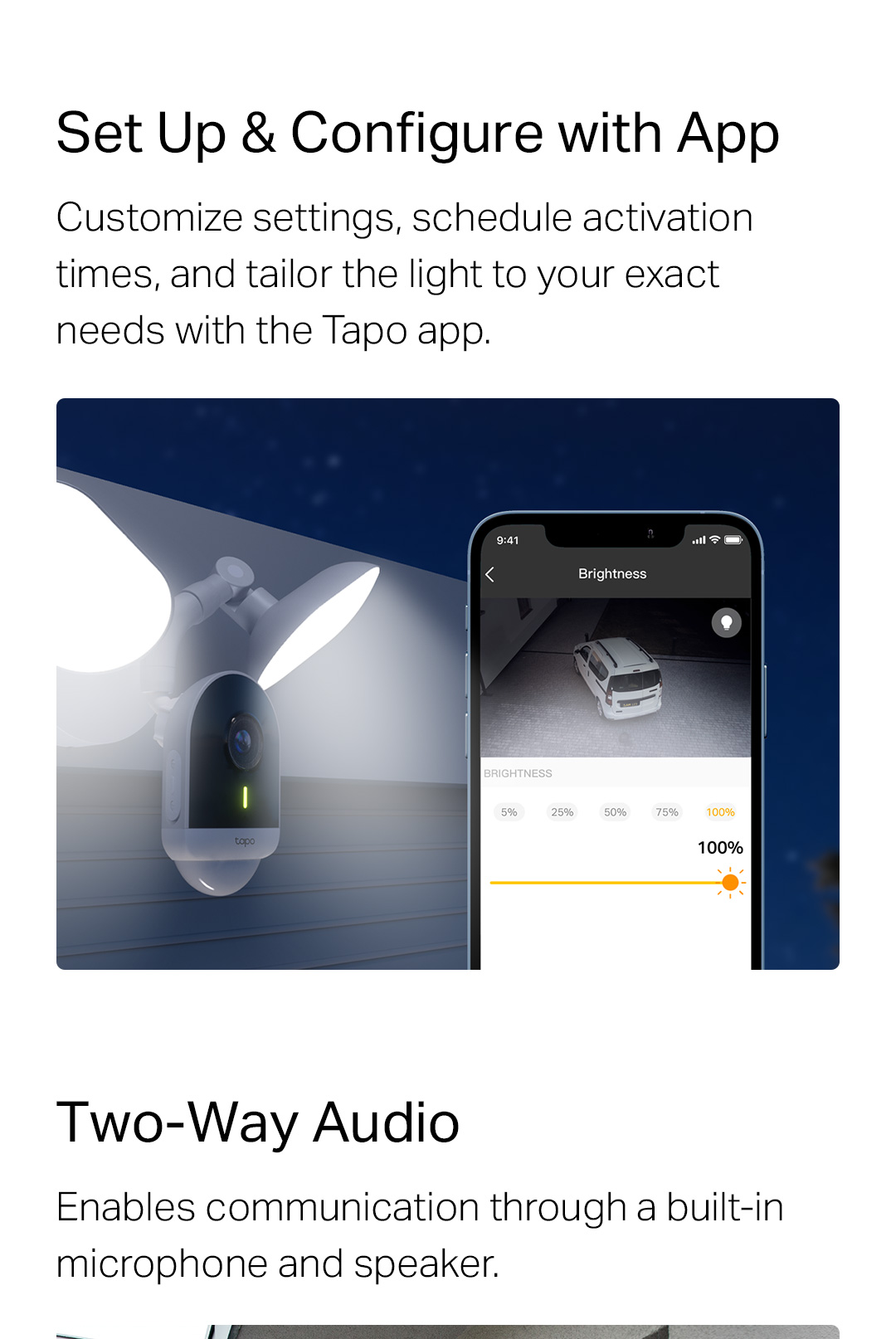 TP-Link | Tapo | C720 | 2K | Smart | Wi-Fi | Flood Light | IP65 | CCTV ...