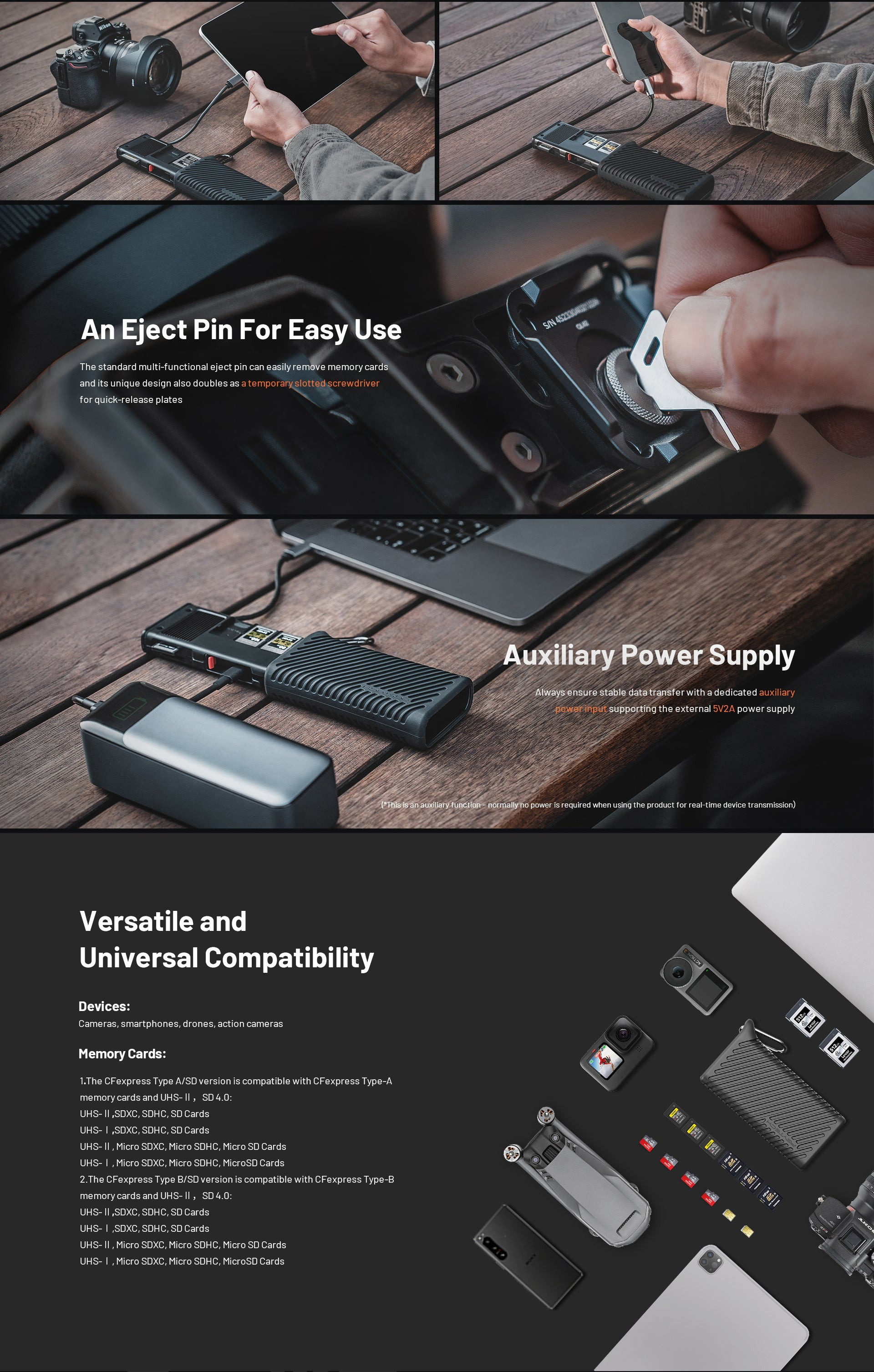 PGYTECH CreateMate CFexpress / CF Express Type-A/B + SD & TF to USB 3.2 ...