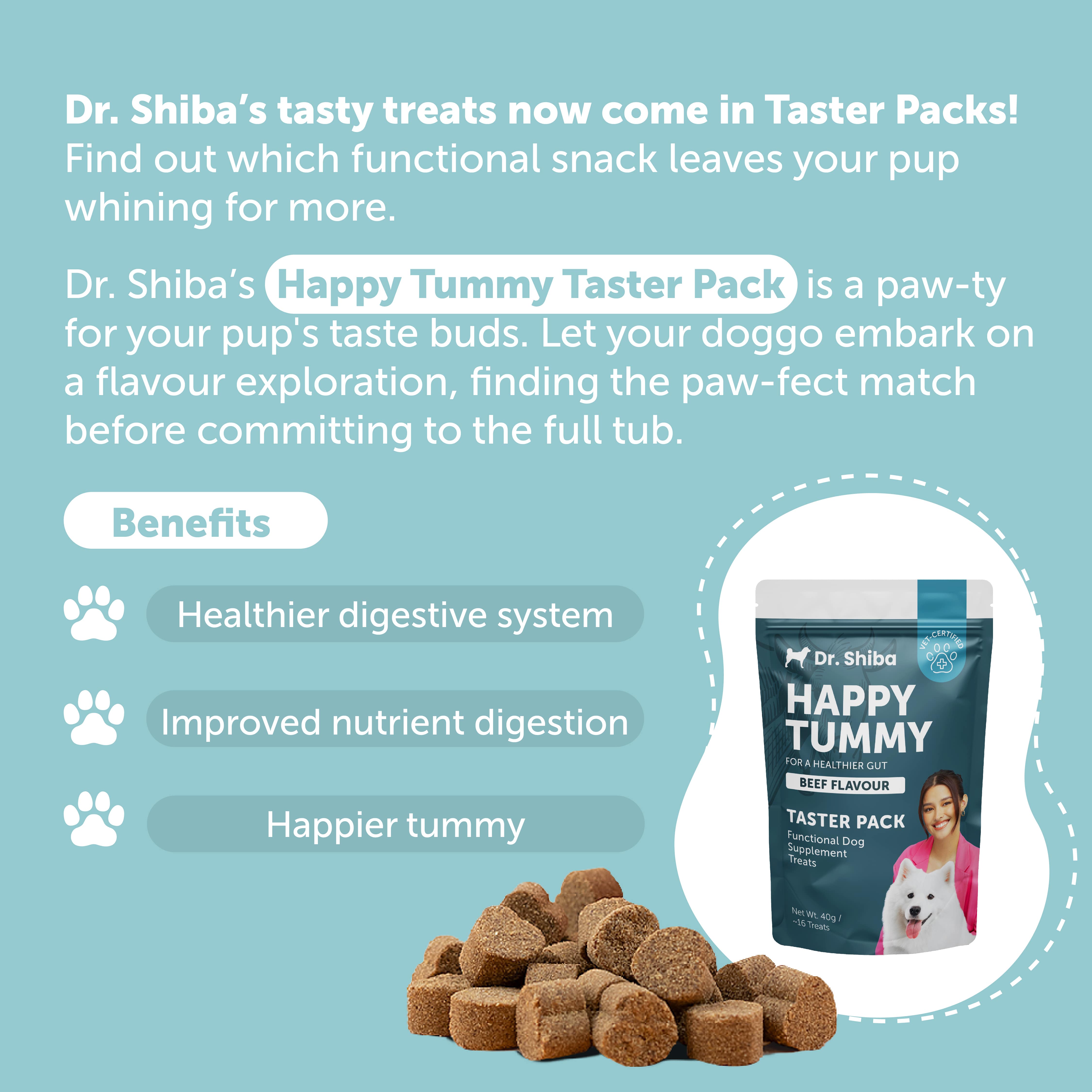 Dr. Shiba Happy Tummy Taster Pack - Beef 40g Dog Treats Snack - Dog ...