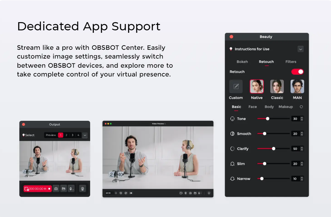 OBSBOT Meet 2 AI-Powered 4K Webcam with Auto Framing, Auto Focus, and ...