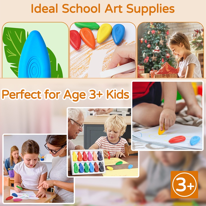 12/24Pcs Colors Watercolor Crayons Safe Non-toxic Washable Drawing Pen ...