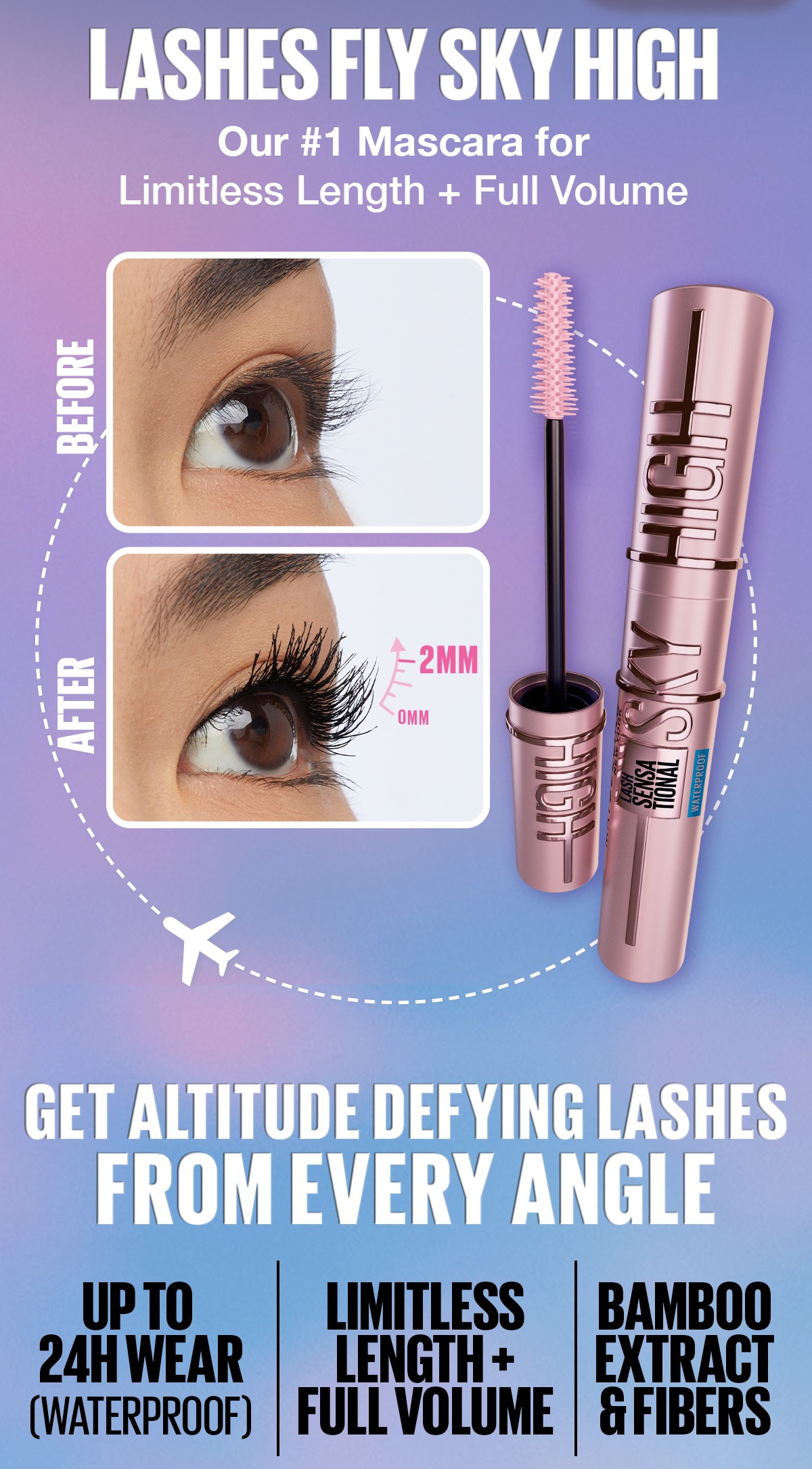 Maybelline Holiday Set Sky High Mascara Lash Serum 24H Long-Lasting ...