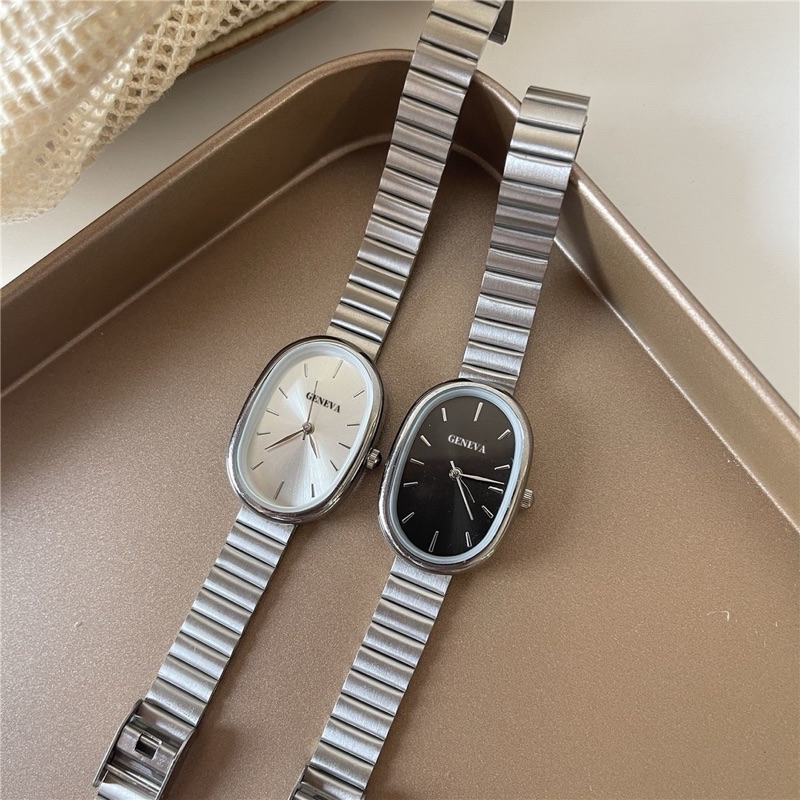 Relo Fashion Luxury Women Quartz Watch Stainless Steel Oval Small Dial ...