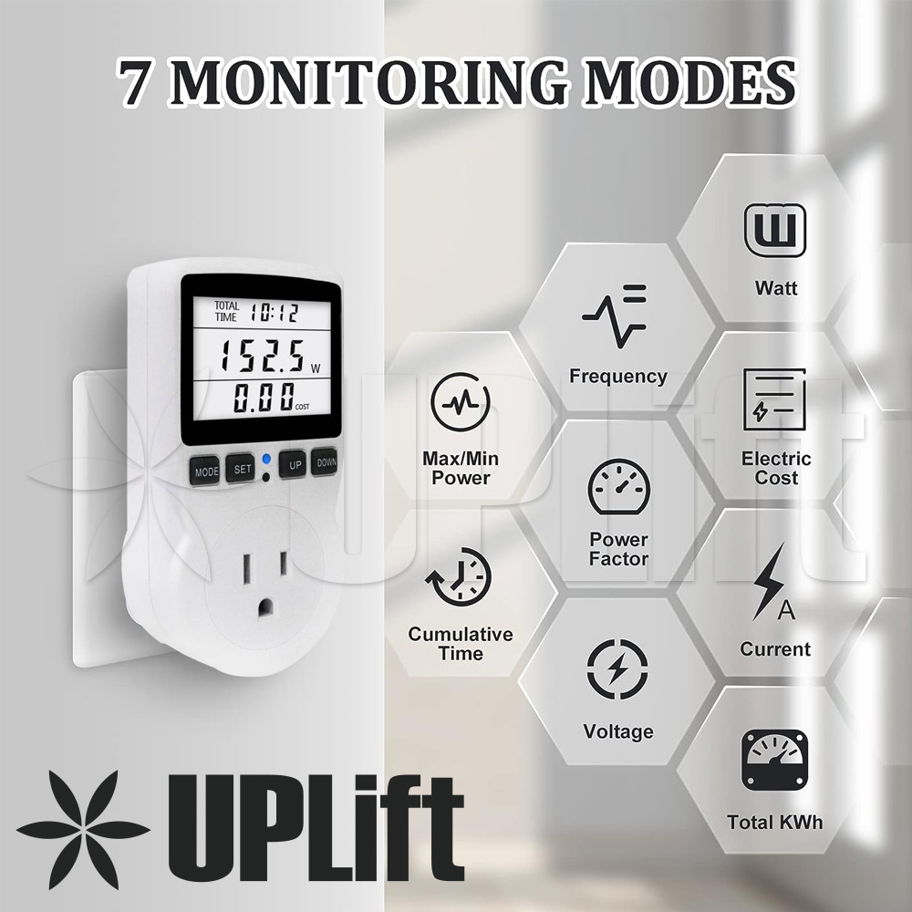 UPLift Digital Power Meter Watt Reader Electricity Monitor for Aircon ...