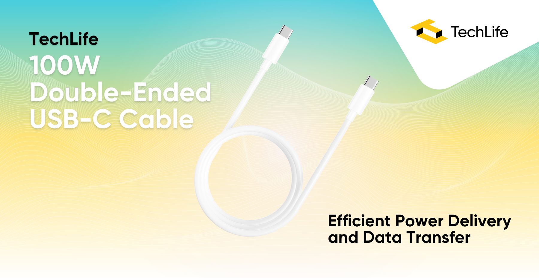 TechLife 100W Double-Ended USB-C Cable l USB PD Function l high-speed ...