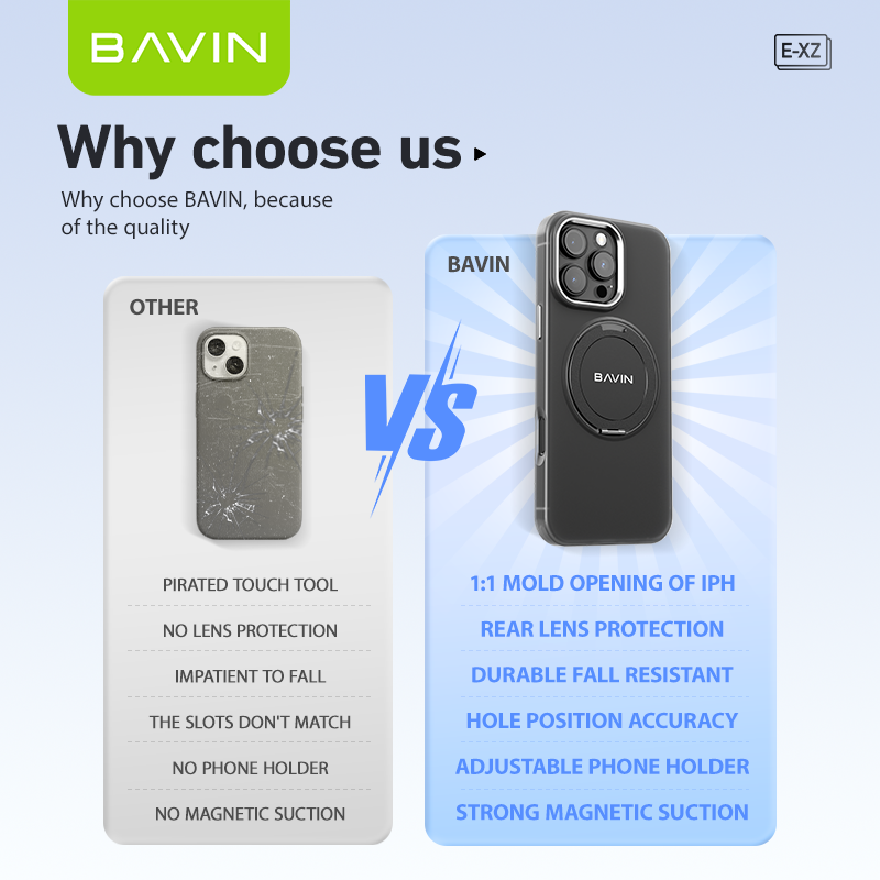 BAVIN XZ Magnetic Ring Stand Case Shockproof Cover w/ Rotating Holder ...