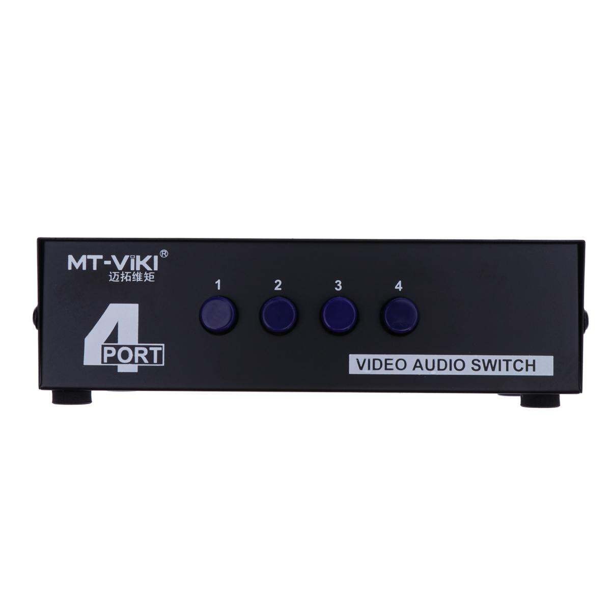 4 Port AV Switch RCA Switcher 4 in 1 Out Composite Video L/R Audio ...