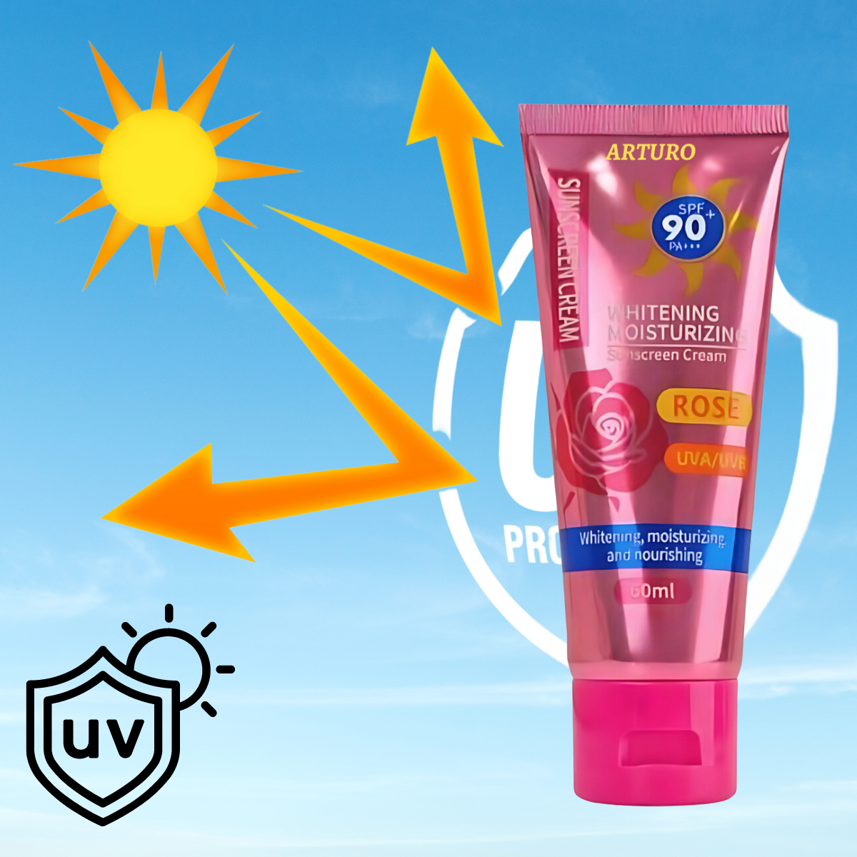 Arturo Rose Whitening Sunscreen SPF90 for Facial Skincare Face | Body ...