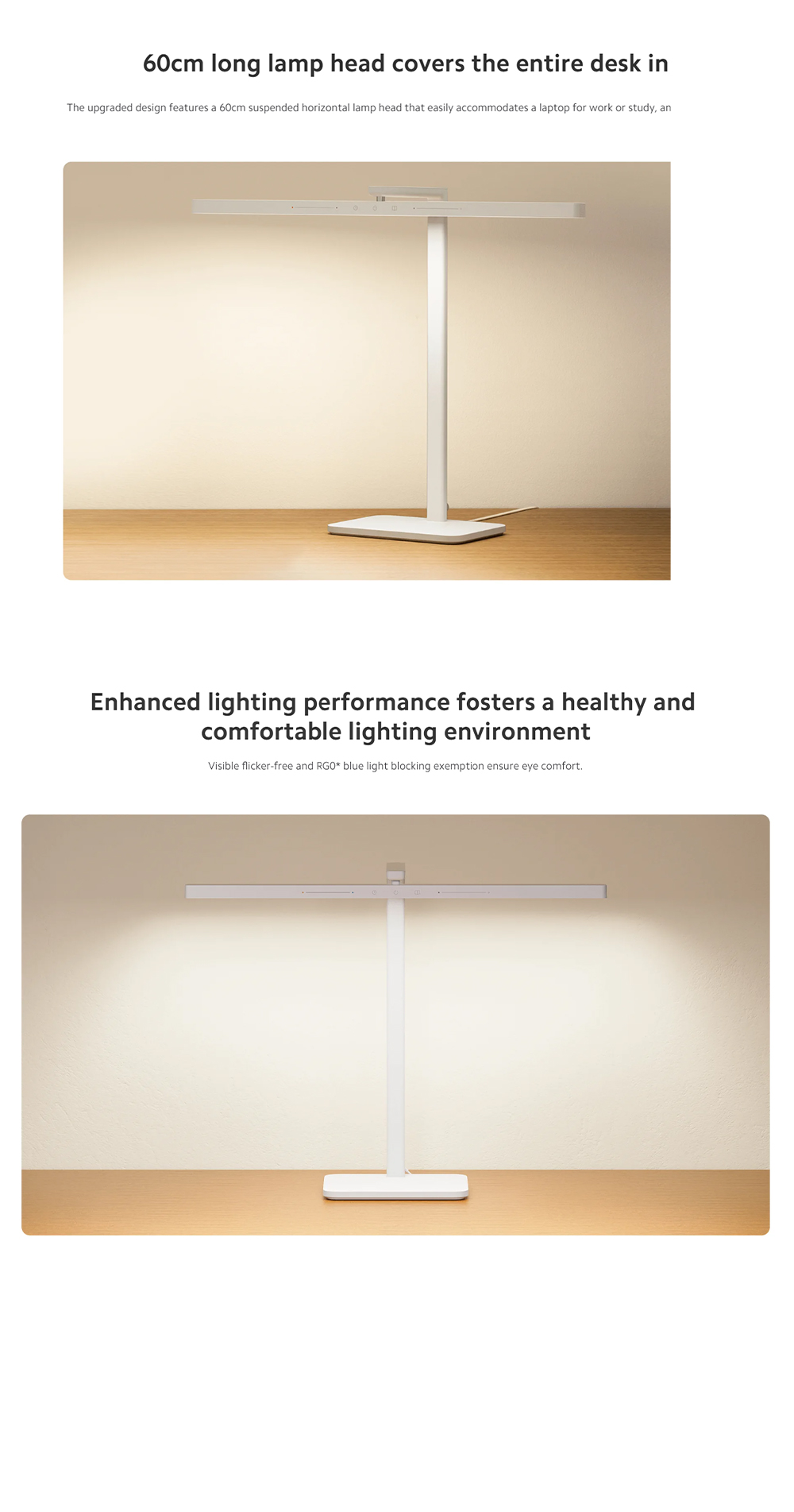 Xiaomi LED Desk Lamp 2 Long lamp head Eye-friendly lighting Intuitive ...