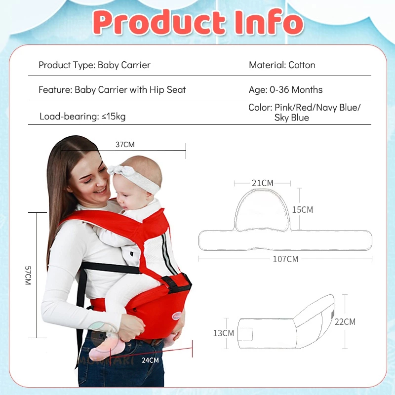 Baby Carrier With Hip Seat For Baby Lightweight Removable New Born 0-36 ...