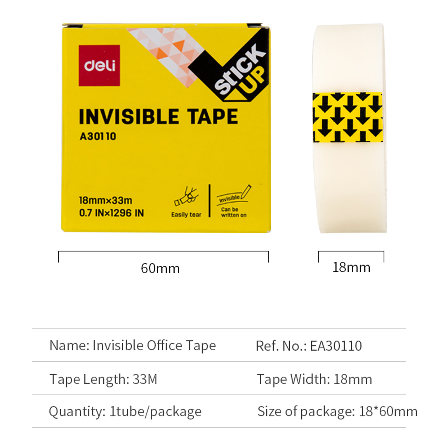 Deli EA30110 Invisible Tape 18mmx33m 1PC | Shopee Philippines