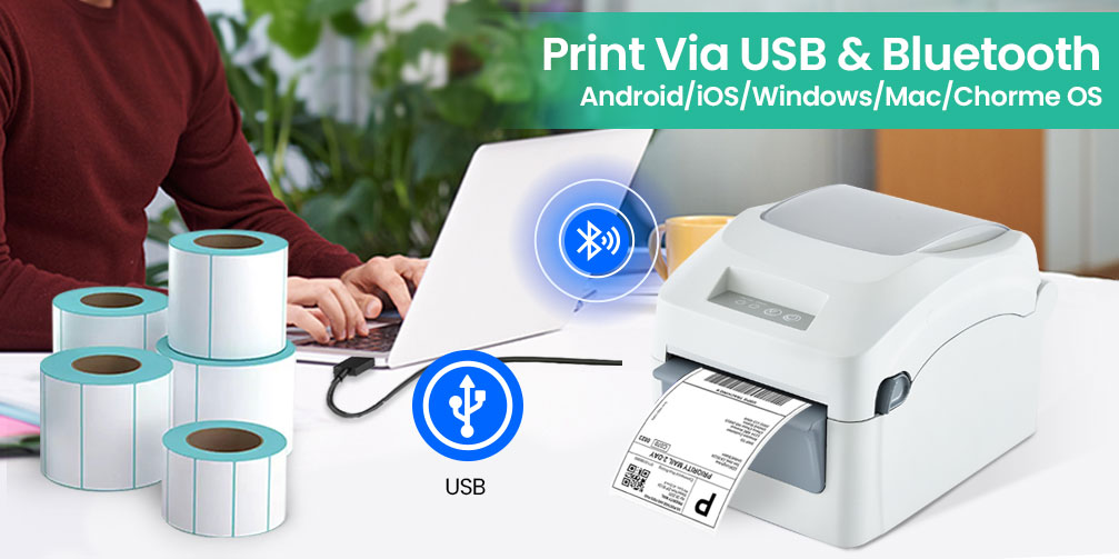 Thermal printer air Waybill Barcode Shipping Label bluetooth usb ...