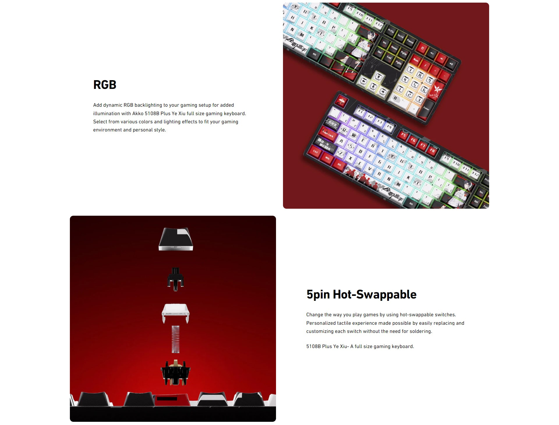 Akko The Kings Avatar Ye Xiu 5108BPlus Multi-Mode RGB Hot-Swappable ...