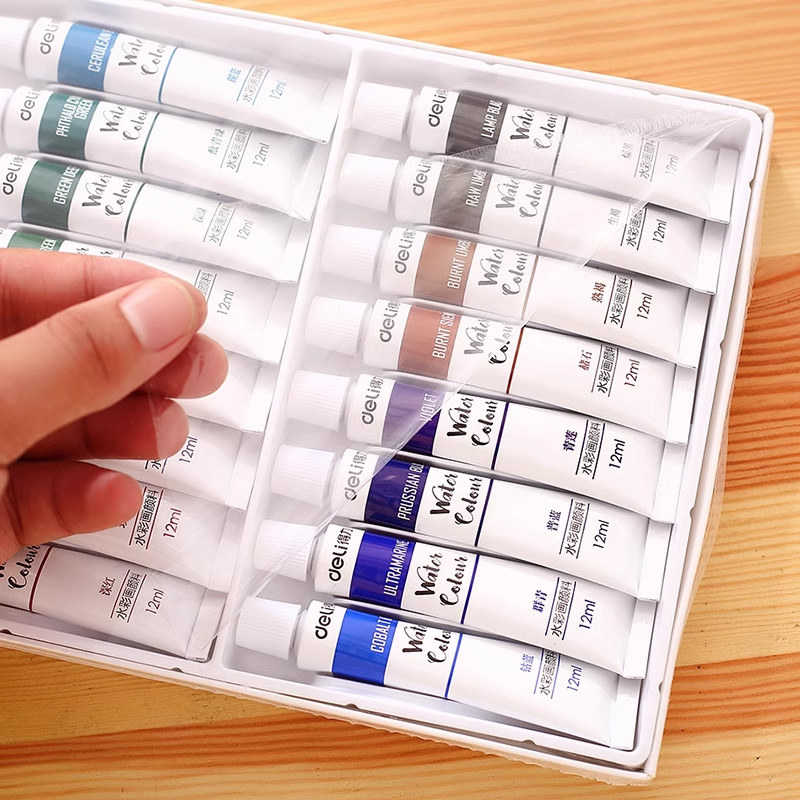 Deli 12/18/24 Colors Watercolor Paint Art Color Supplies 12ml/tube ...