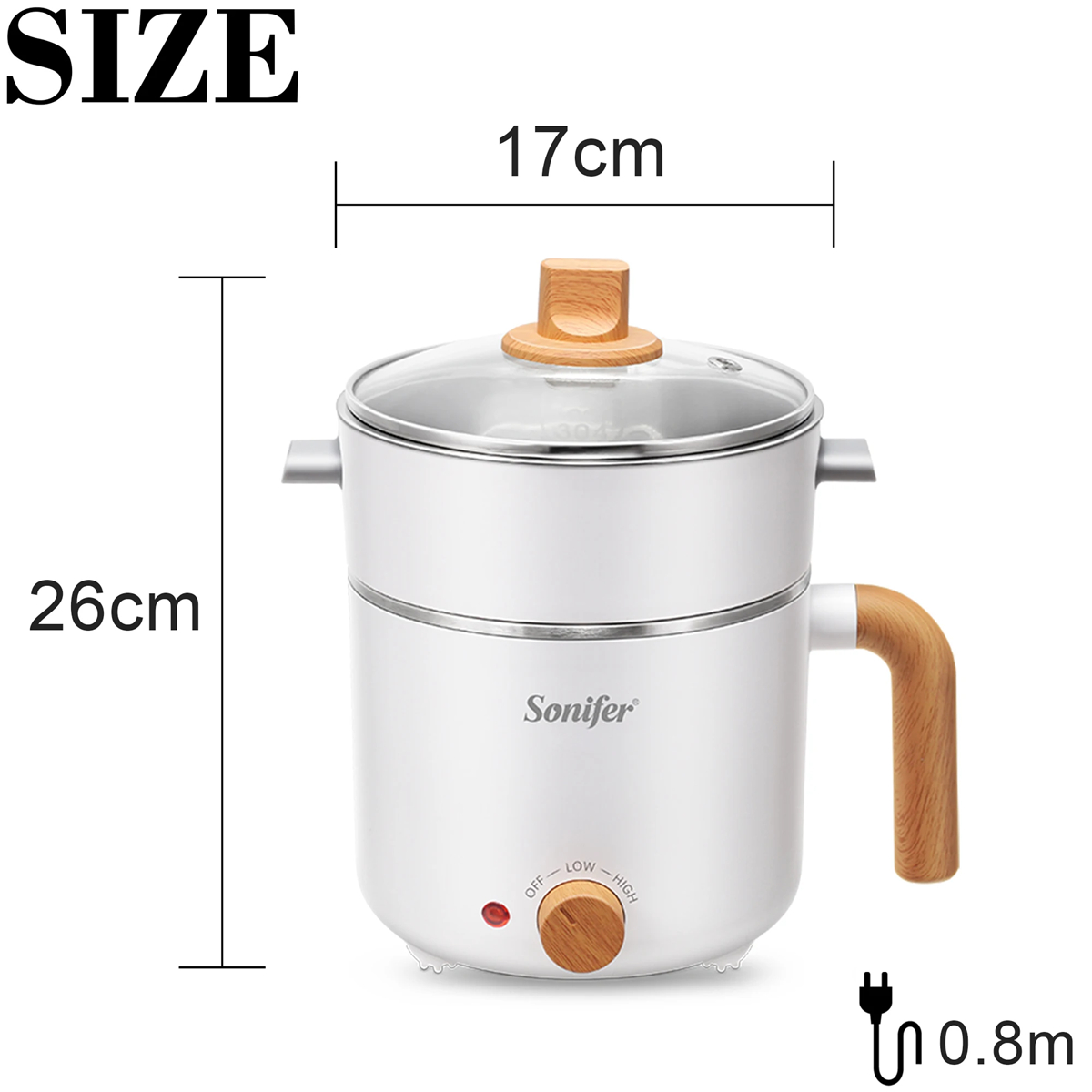 Sonifer Mini rice cooker 1.2L+0.5L With Steamer 600W Electric Pot Multi ...