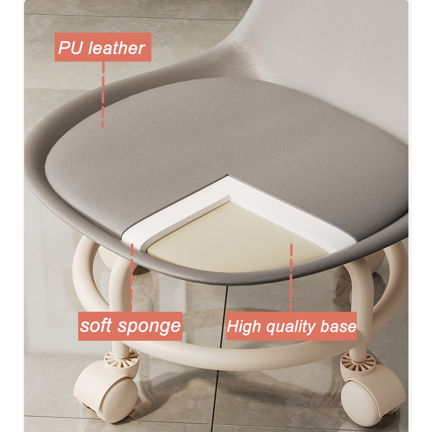 Swivel Low Stool With Wheel Children Round Stool With Cushion Foot ...