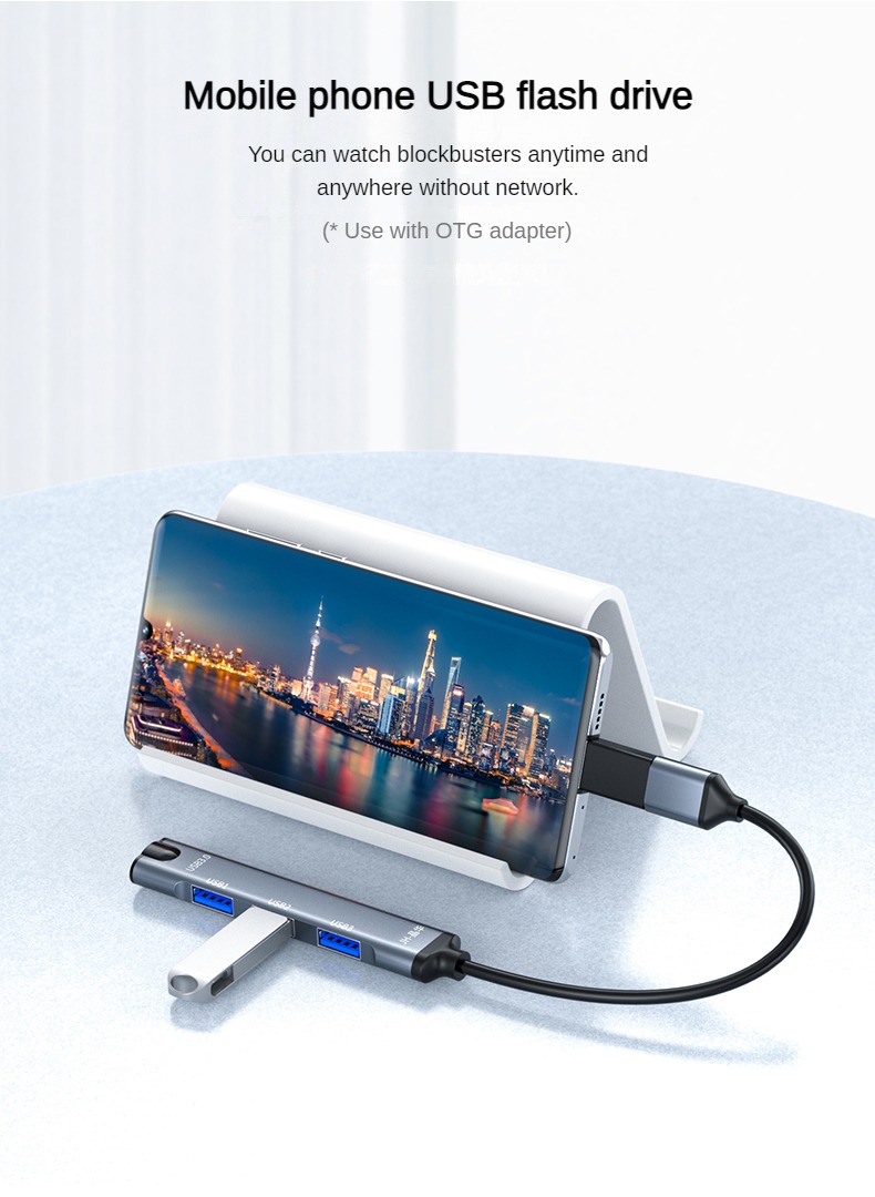 USB / Type-C Hub 3.0 Splitter with 4ft Extension 4-Port Ultra-Slim ...