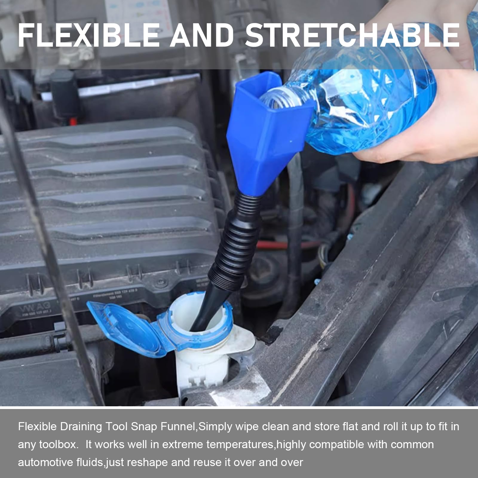 Car Fuel Filling Funnel, Portable Foldable Hose Hands-Free Refueling ...