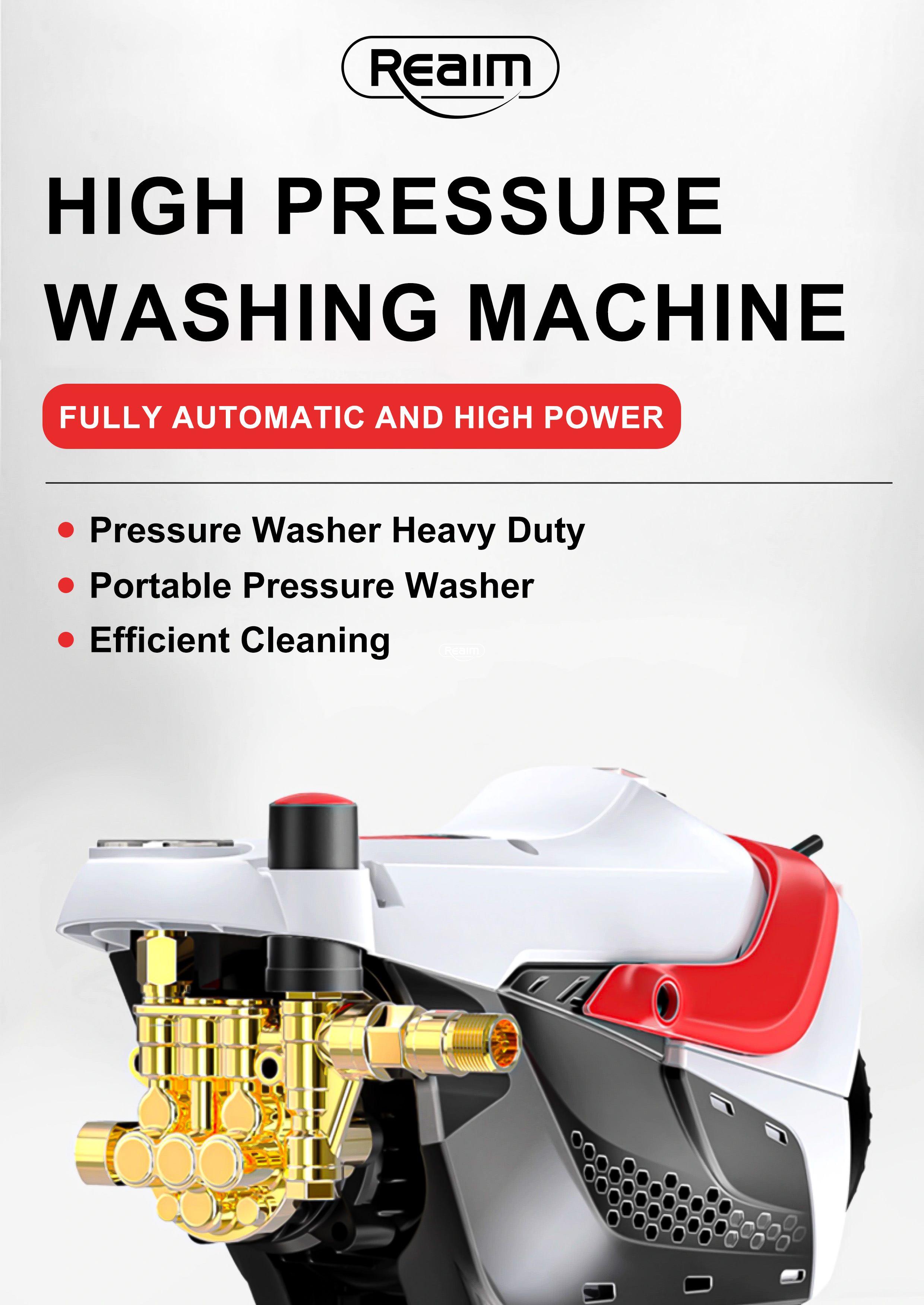 REAIM High Pressure Washer Heavy Duty Portable 4000W High Power Washing Machine Cleaning Machine ...