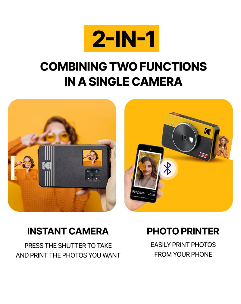 KODAK Mini Shot 2 RETRO C210R 2 in 1 68 Sheets Instant Camera and ...