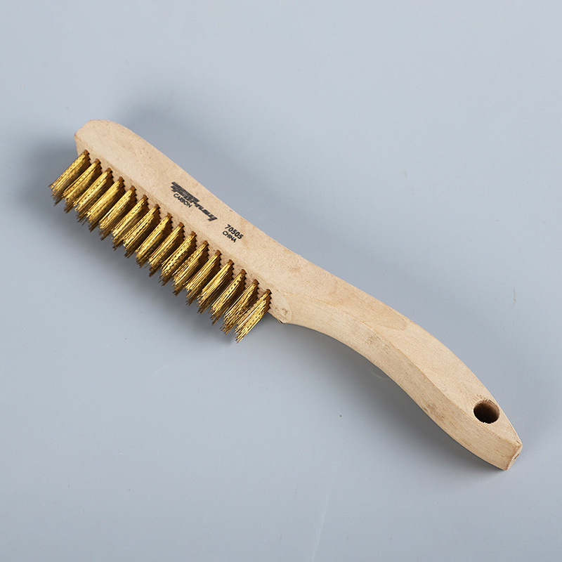 Steel Brush Wood Handle Copper Wire Brush Durable Steel Wire Brush ...