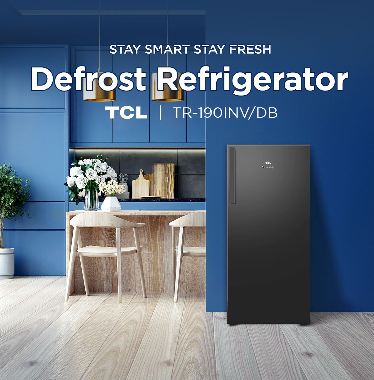 TCL 6.0 cu.ft. Single Door Inverter Refrigerator - TR-190INV/DB Black ...