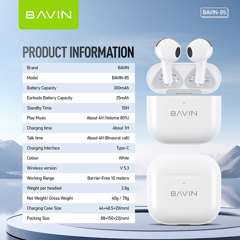 【Christmas Gift】BAVIN BA85 Mini TWS Hi-Fi Bluetooth Wireless Earphones ...