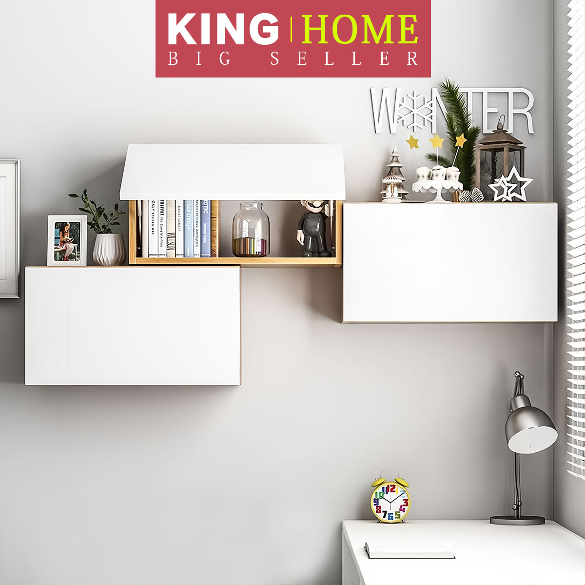 (COD)Floating wall mounted bookcase shelf Wall cabinet Ceiling cabinet ...