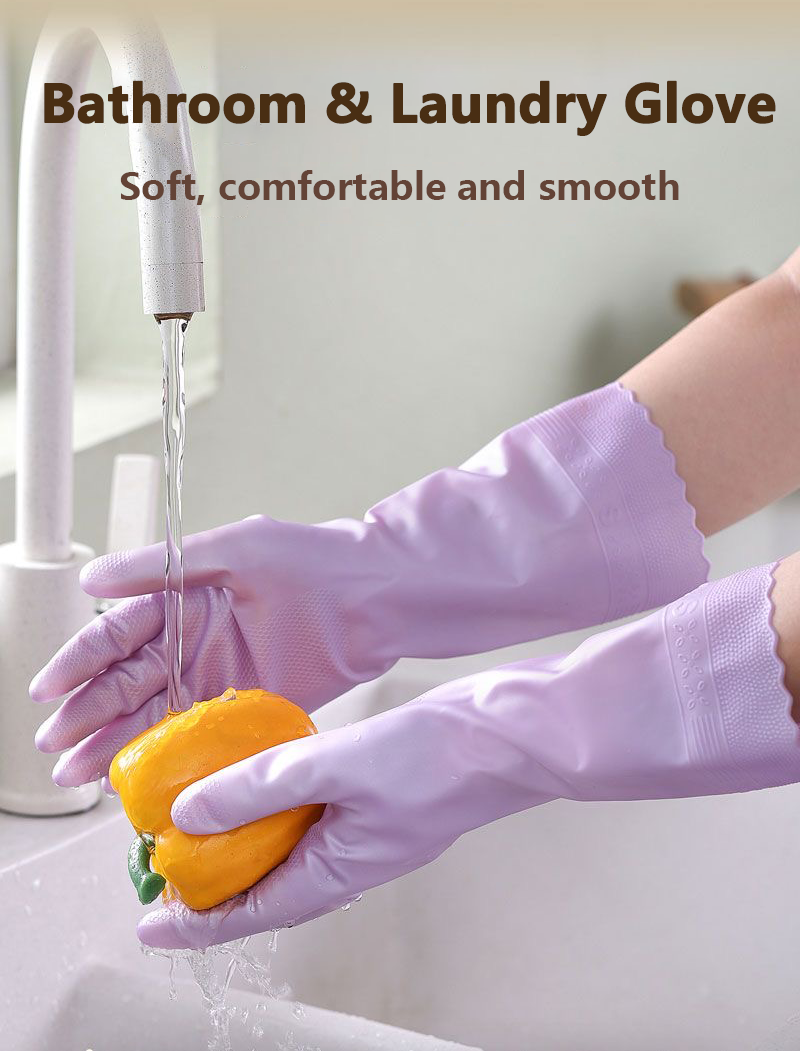Rubber dishwashing gloves Waterproof Bathroom & Laundry Gloves (1 pair ...