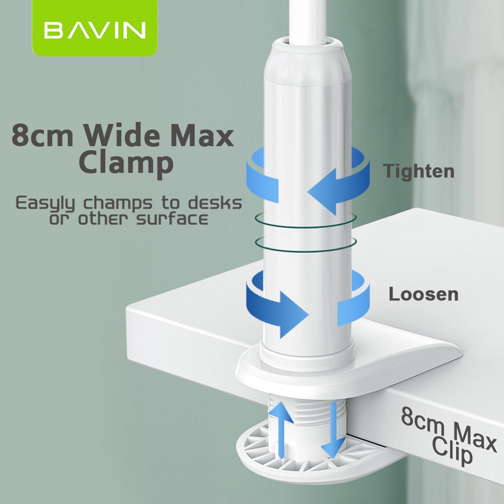 BAVIN Z10B Desktop Long Arm Mount Phone Holder with 360 Degree Rotation Multi-Angle Rotating ...