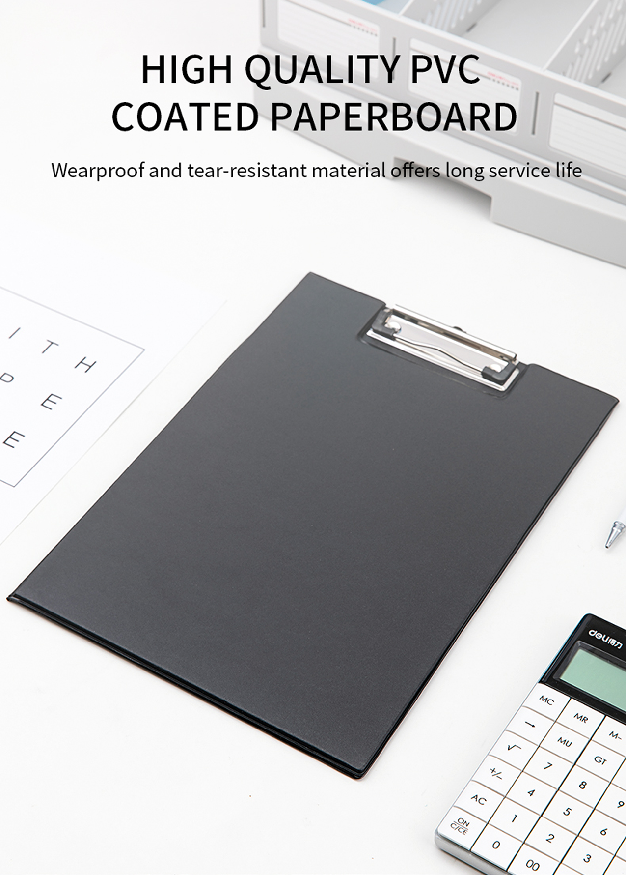 Deli 38154 File Organizer- A4 Clip Board with Cover (1PC) [752438154 ...